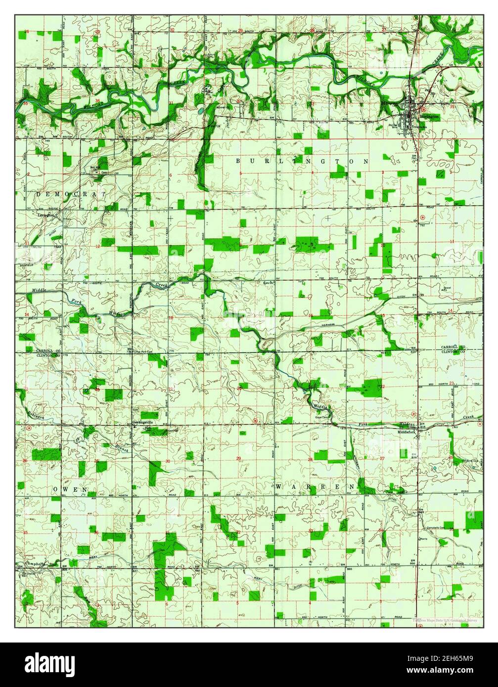 Burlington, Indiana, map 1961, 1:24000, United States of America by ...