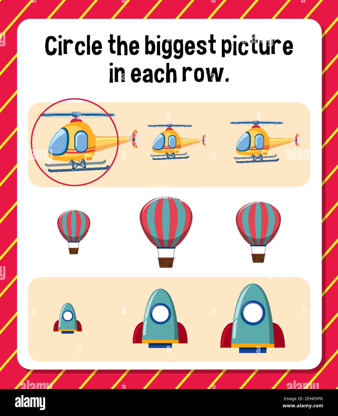 Circle the biggest picture in each row worksheet for children ...