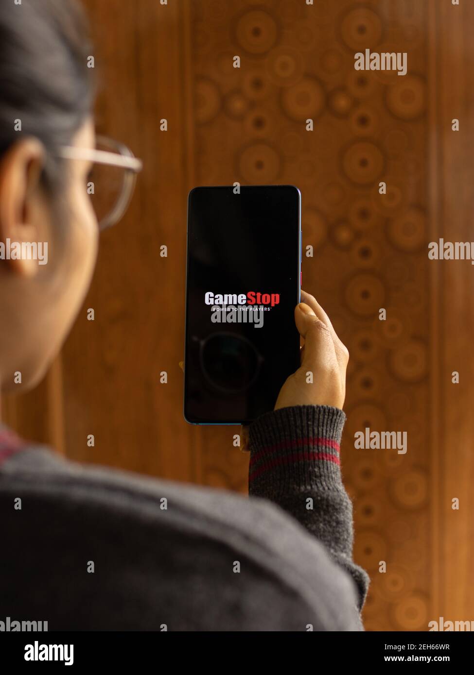 Assam, india - February 19, 2021 : Gamestop logo on phone screen stock ...