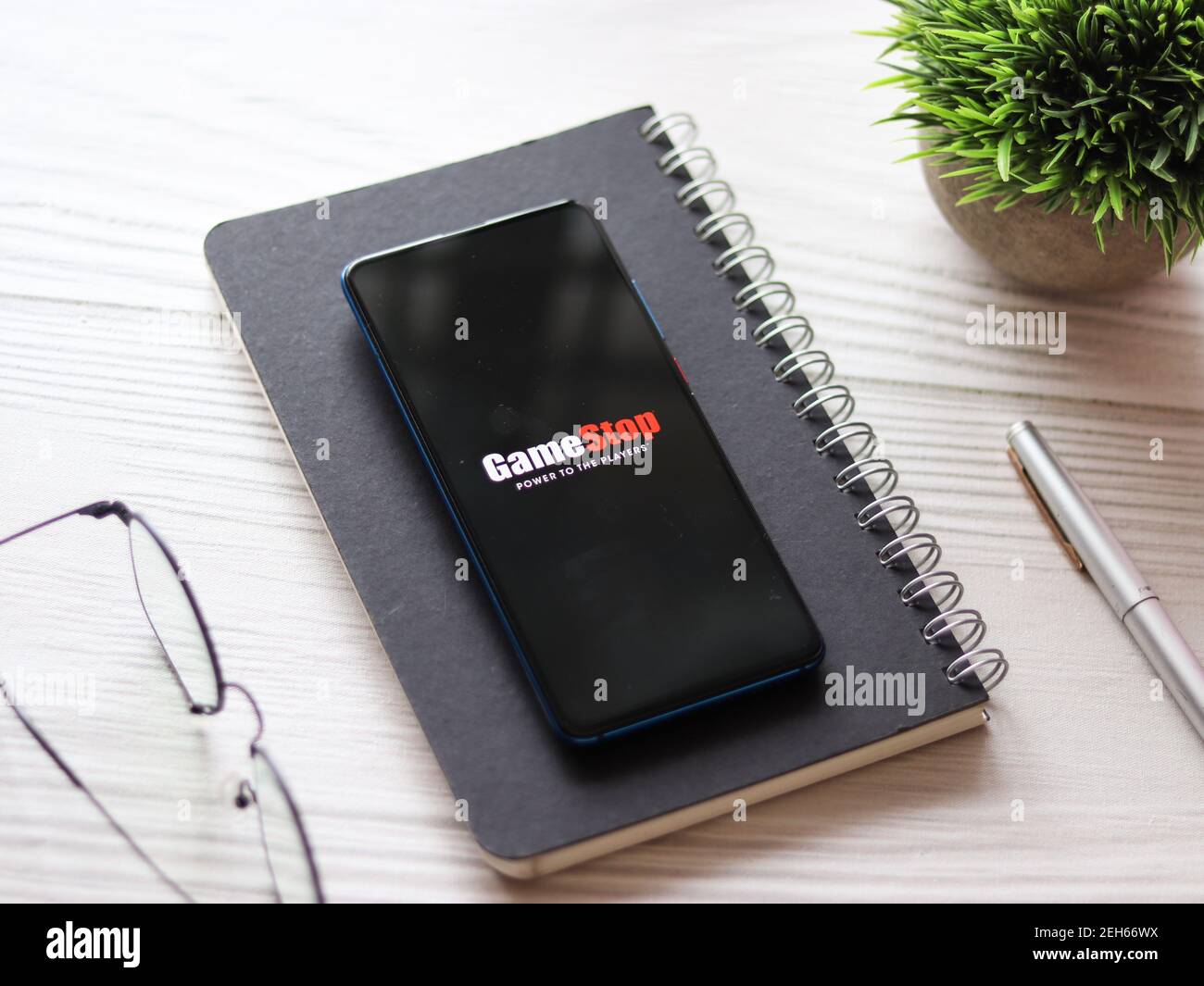 Assam, india - February 19, 2021 : Gamestop logo on phone screen stock ...