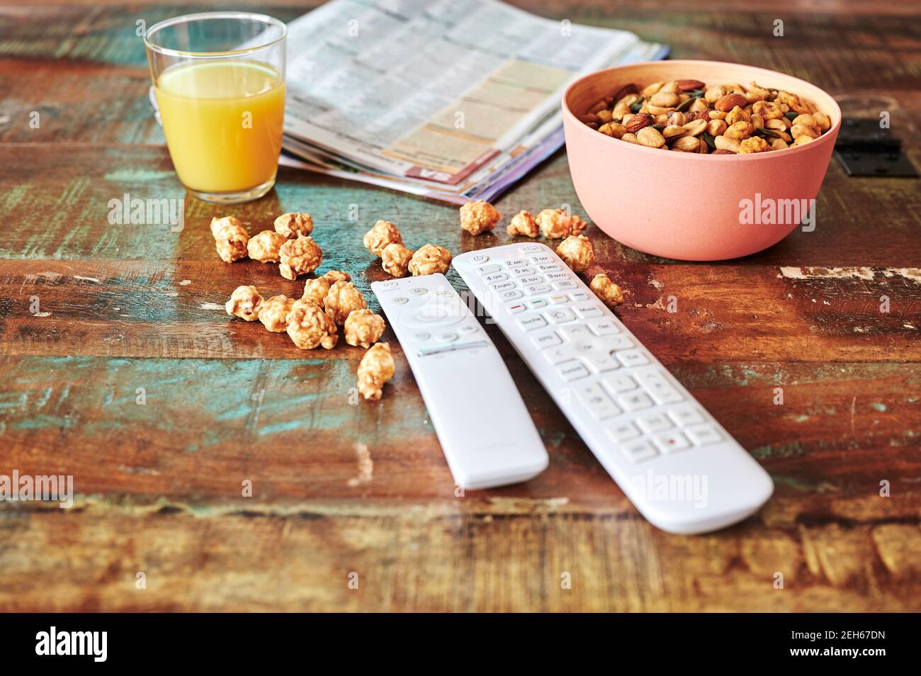Table with remote controls hi-res stock photography and images - Alamy