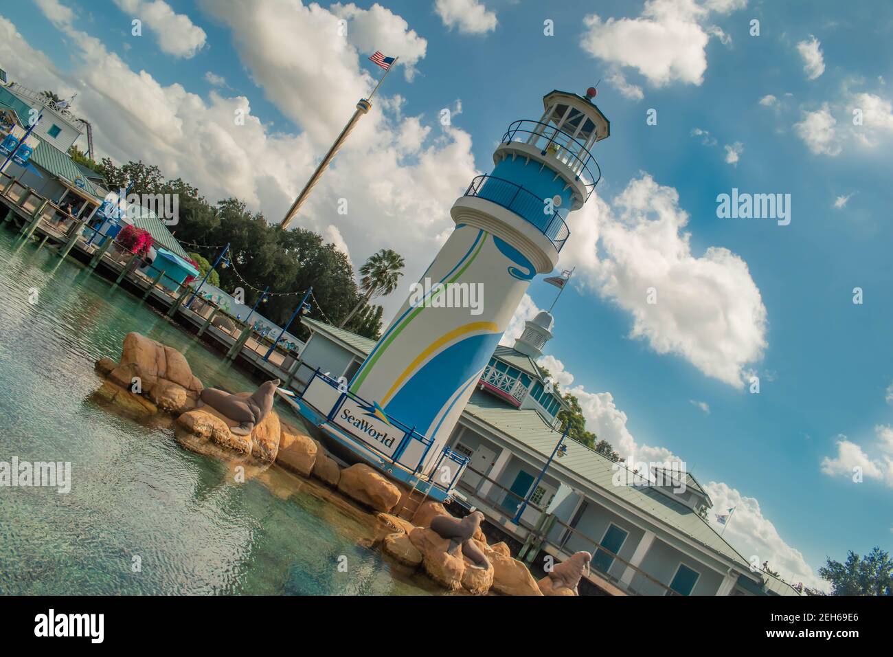 Orlando, Florida. November 15, 2020. Partial view of icon lighthouse at ...