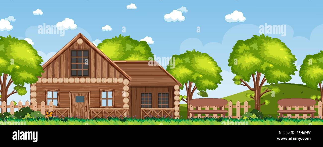 Rural countryside home landscape illustration Stock Vector Image & Art ...