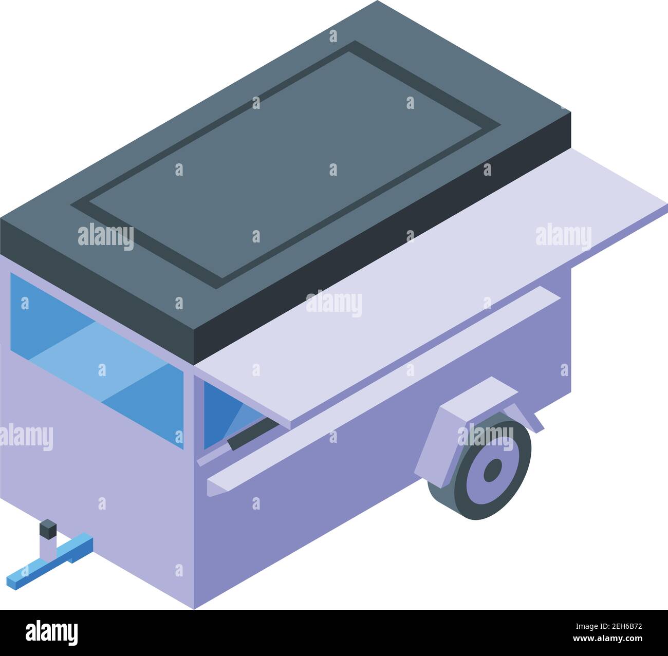 Trailer with ice cream icon. Isometric of trailer with ice cream vector ...