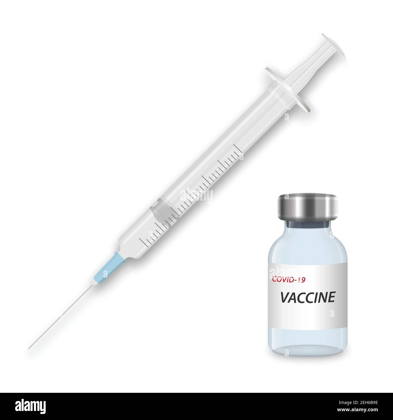 3d realistic Syringe with needle and vaccination vial, Vaccine ...