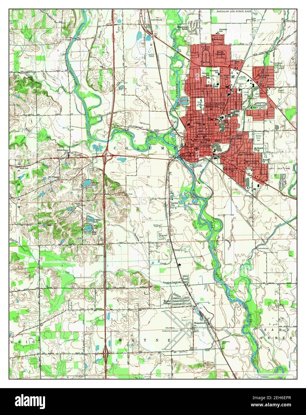 Columbus, Indiana, map 1962, 1:24000, United States of America by ...