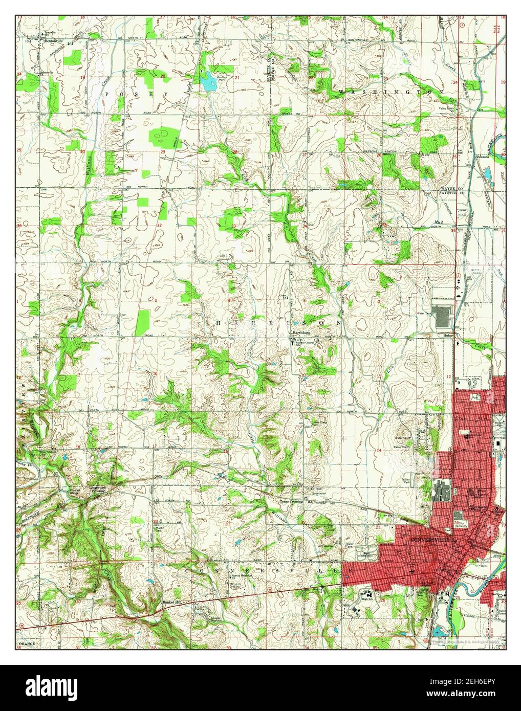 Connersville, Indiana, map 1972, 1:24000, United States of America by ...