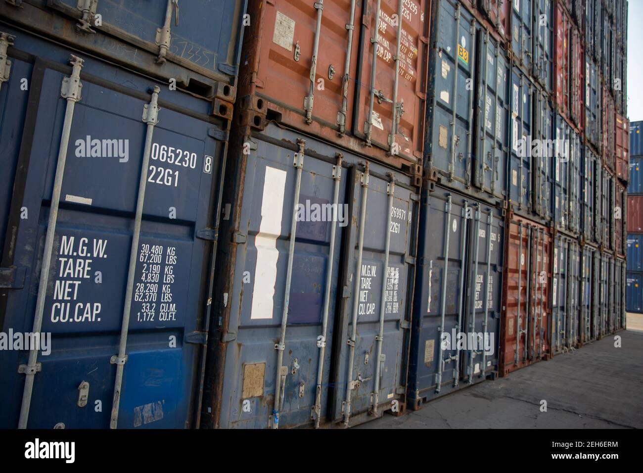 Containers box from Cargo at harbor.Foreman control Industrial ...
