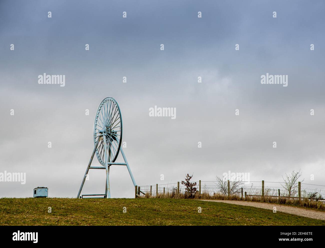 The Apedale country park and mining museum with pit wheel in North ...