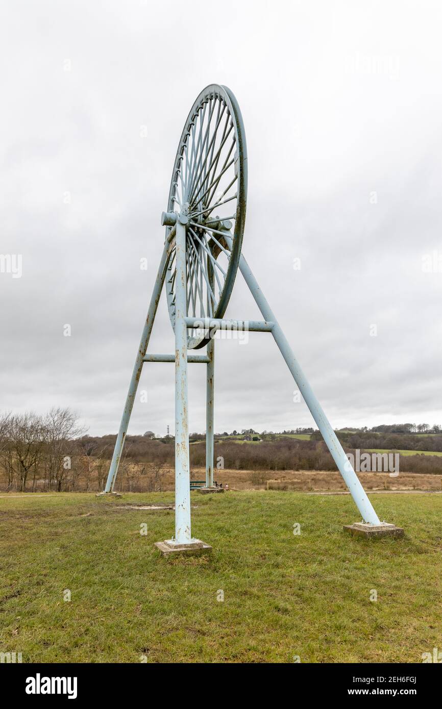 The Apedale country park and mining museum with pit wheel in North ...