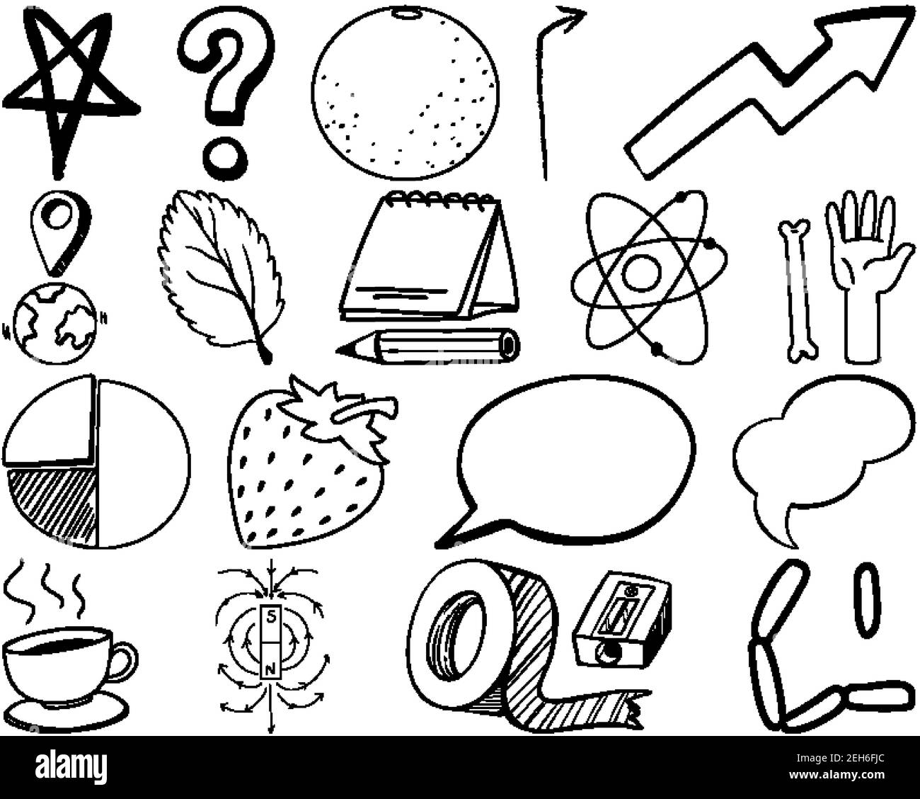 Set of item and symbol hand drawn doodle illustration Stock Vector ...