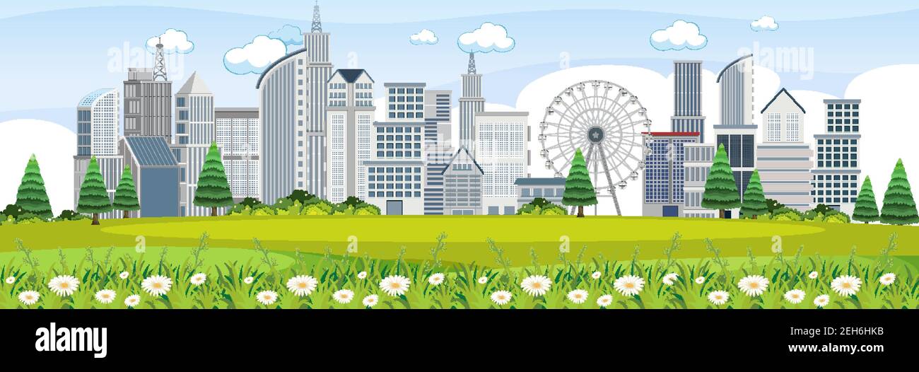 City scene from the park view illustration Stock Vector Image & Art - Alamy