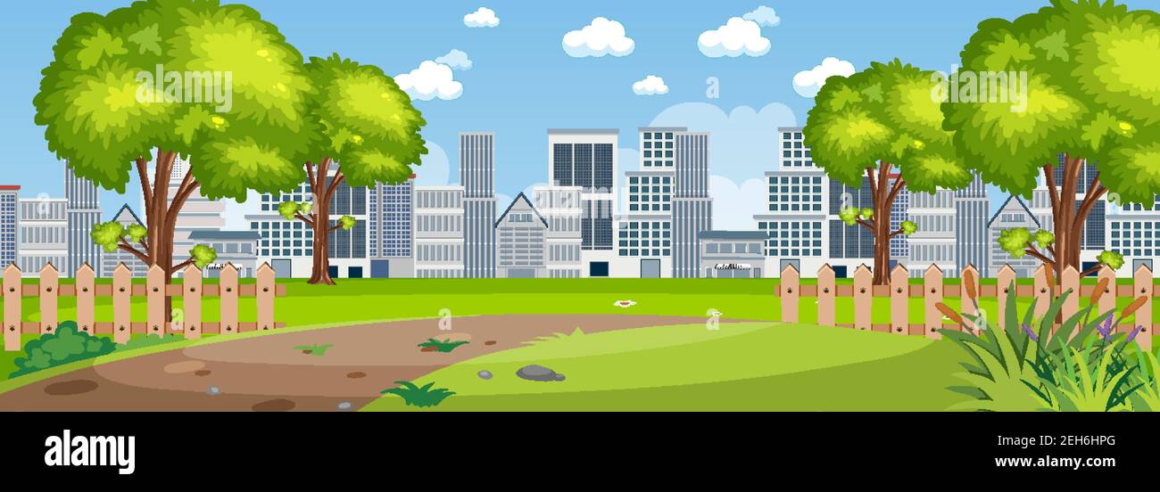 City scene from the park view illustration Stock Vector Image & Art - Alamy