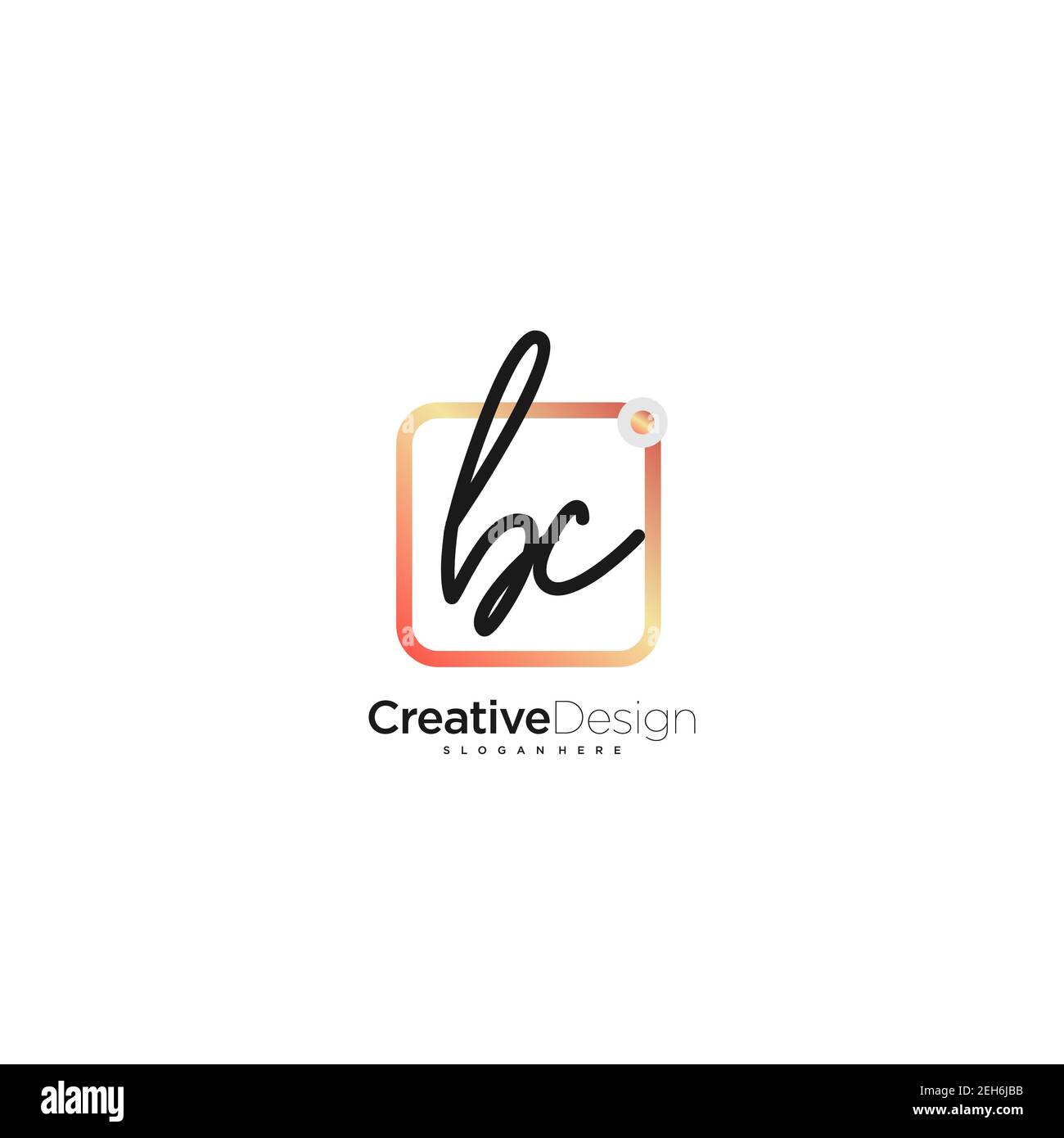 BC Initial Letter handwriting logo hand drawn colorful box vector, logo ...