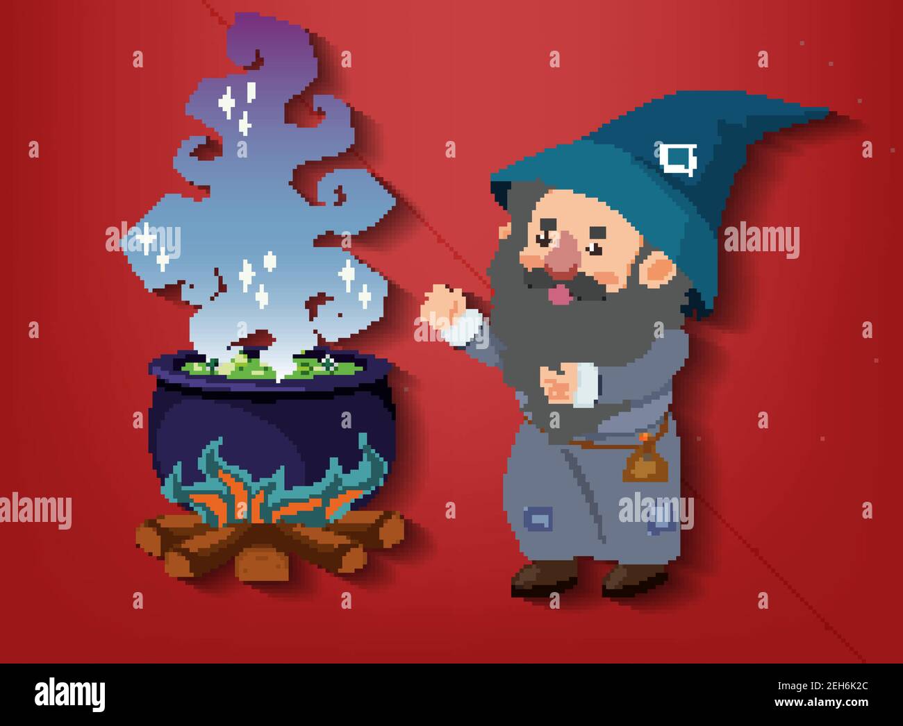 Little wizard cartoon character with potion pot illustration Stock ...