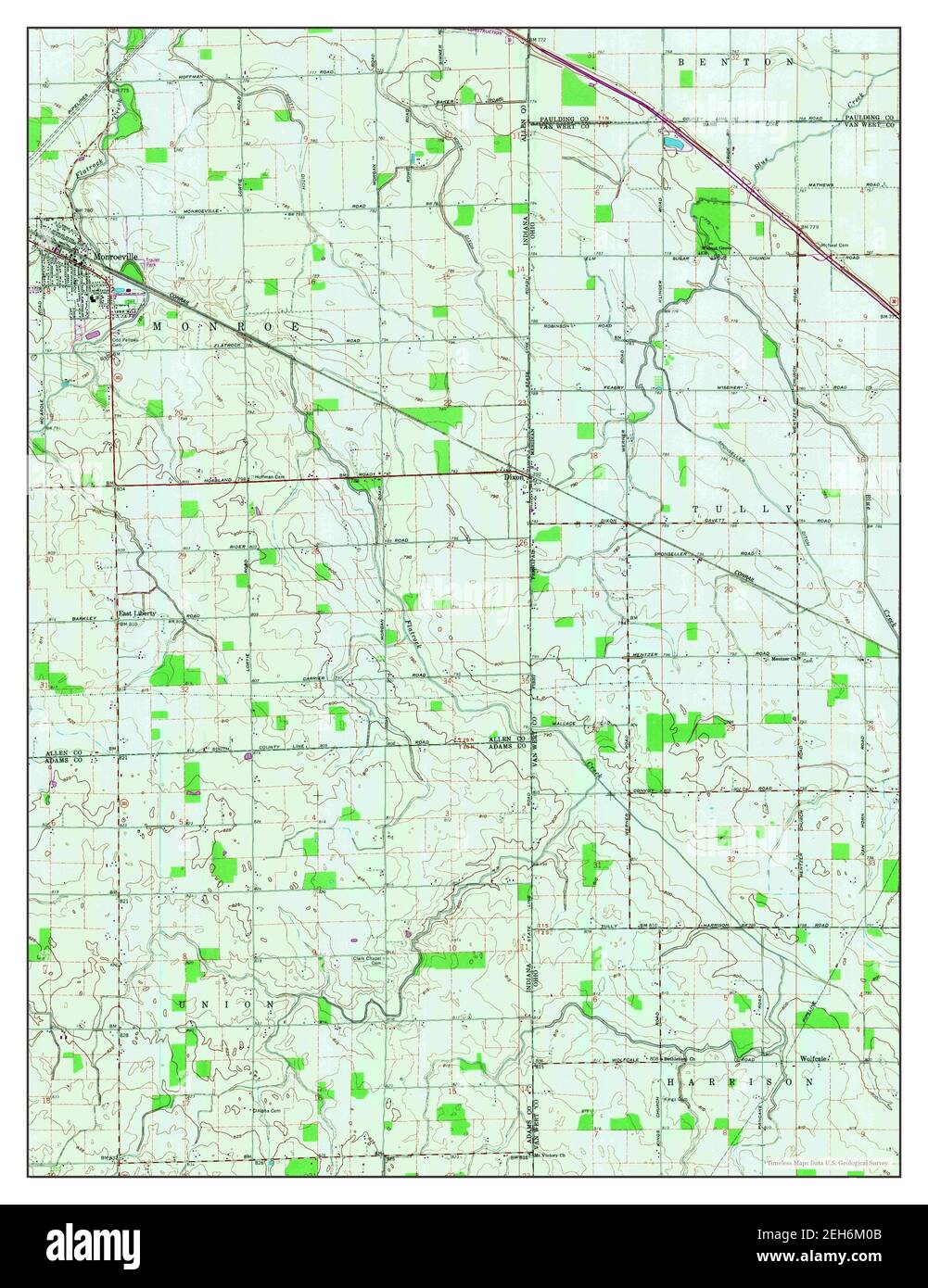 Dixon, Indiana, map 1960, 1:24000, United States of America by Timeless ...