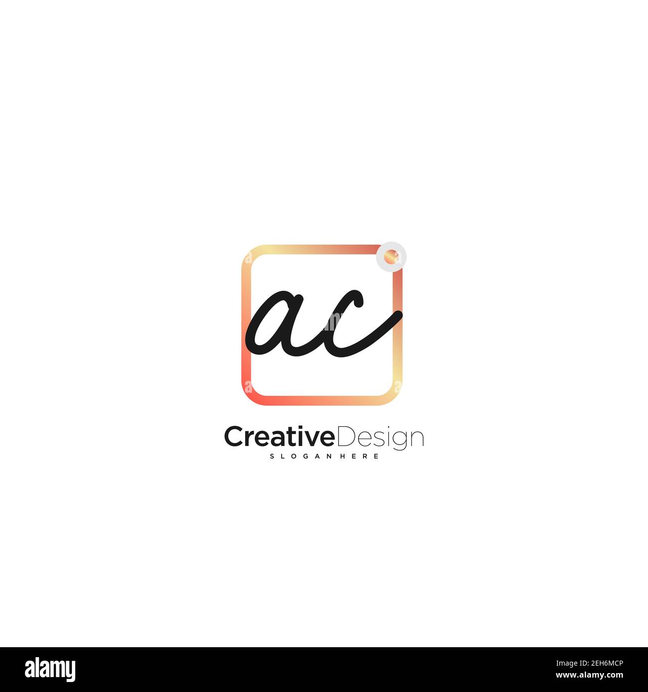 AC Initial Letter handwriting logo hand drawn colorful box vector, logo ...