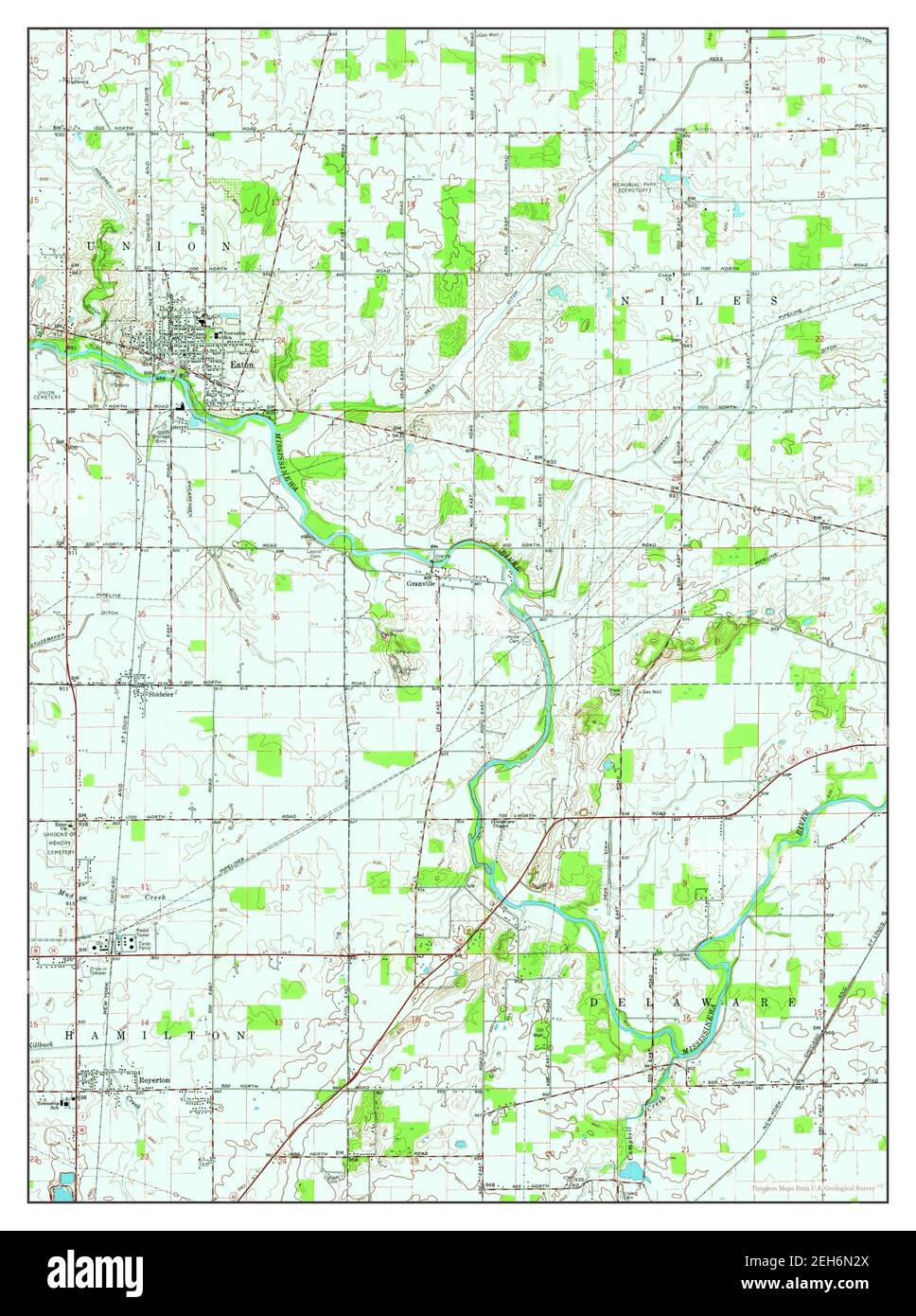 Eaton, Indiana, map 1960, 1:24000, United States of America by Timeless ...