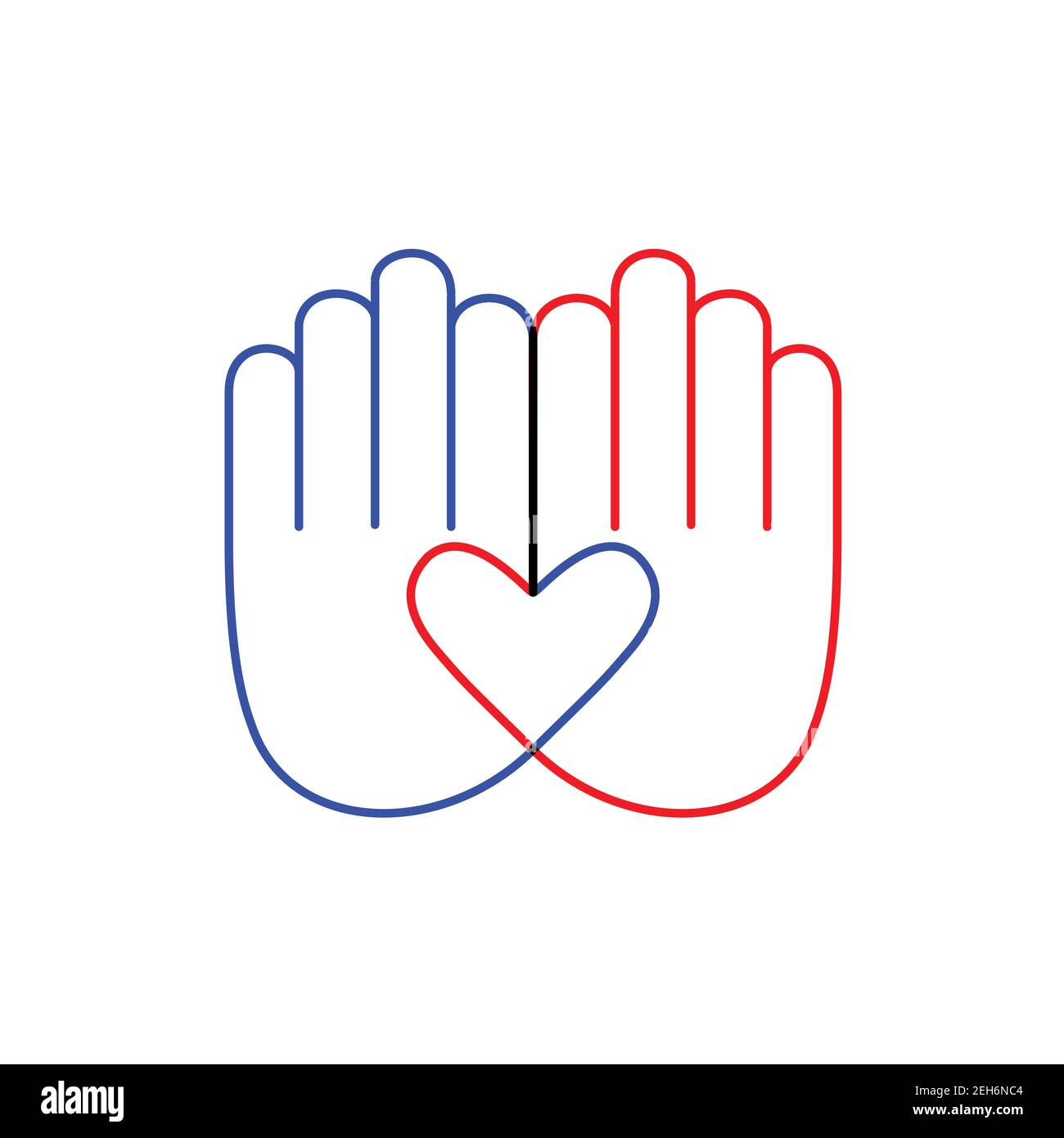 Hand with heart line icon, Vector sign on white background Stock Vector ...
