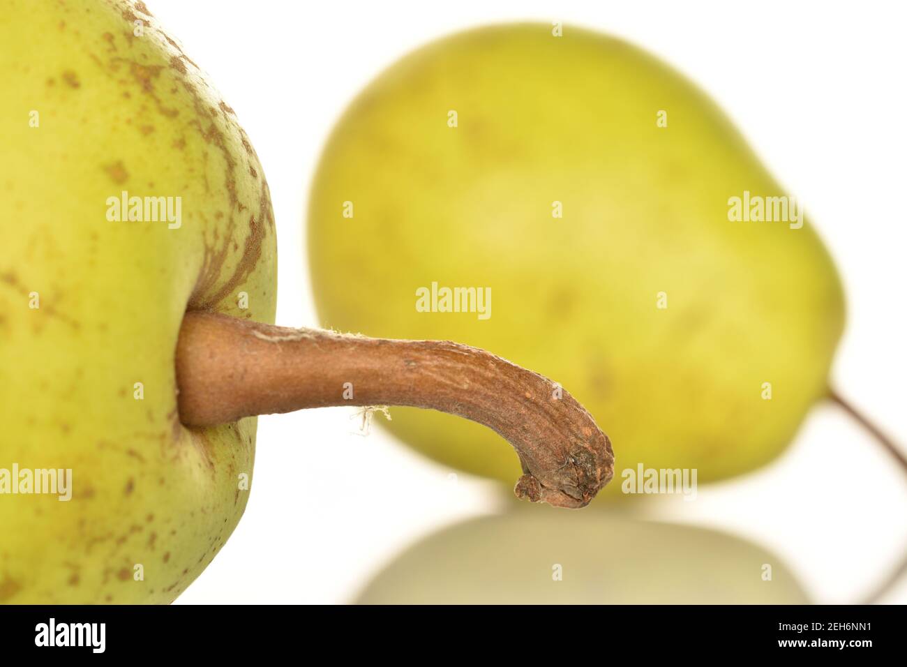 Two whole ripe juicy tasty Lucas pears on a white background Stock ...