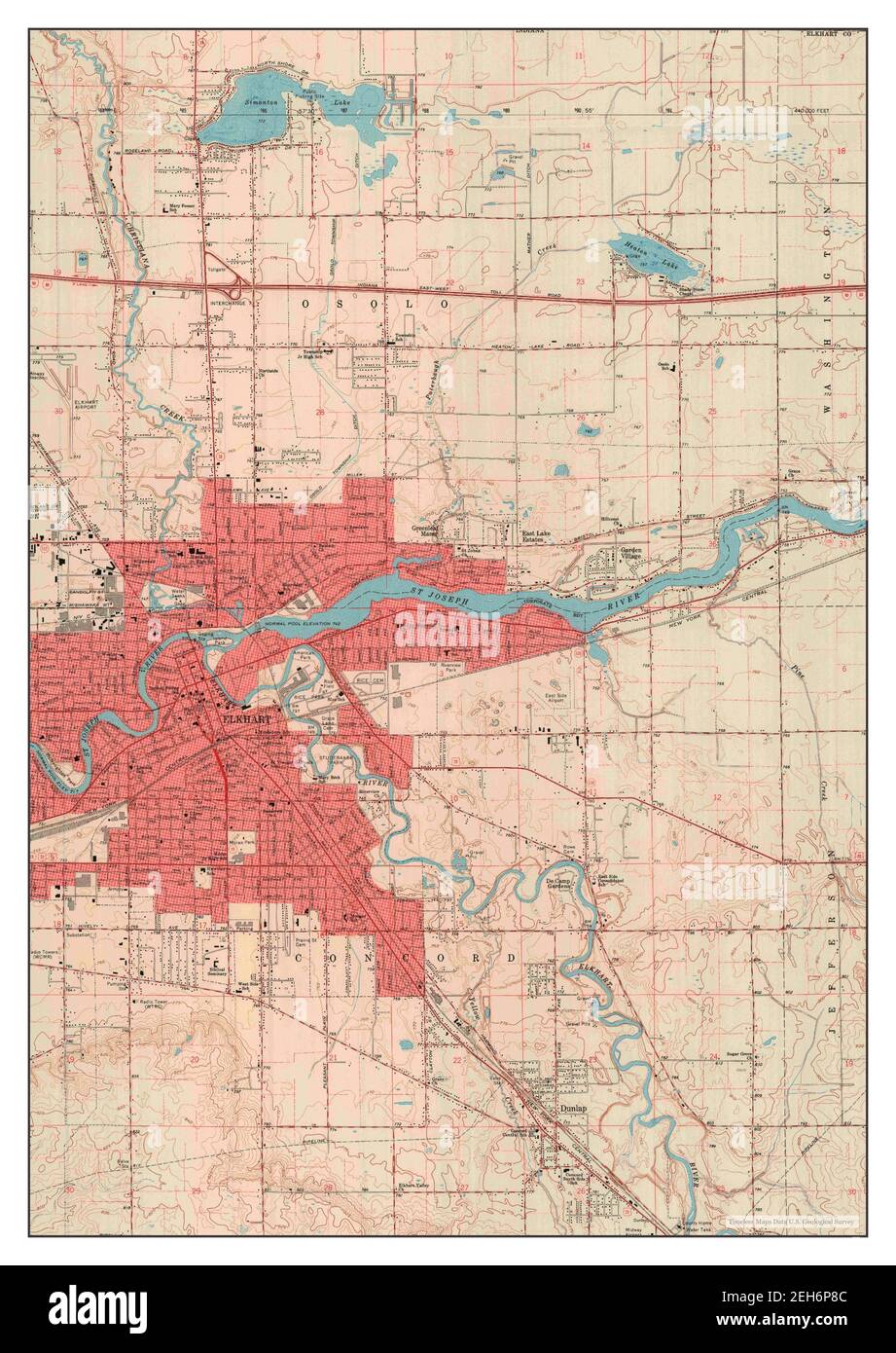 Elkhart, Indiana, map 1961, 1:24000, United States of America by ...