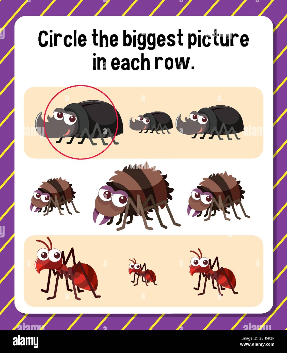 Circle the biggest picture in each row worksheet for children ...