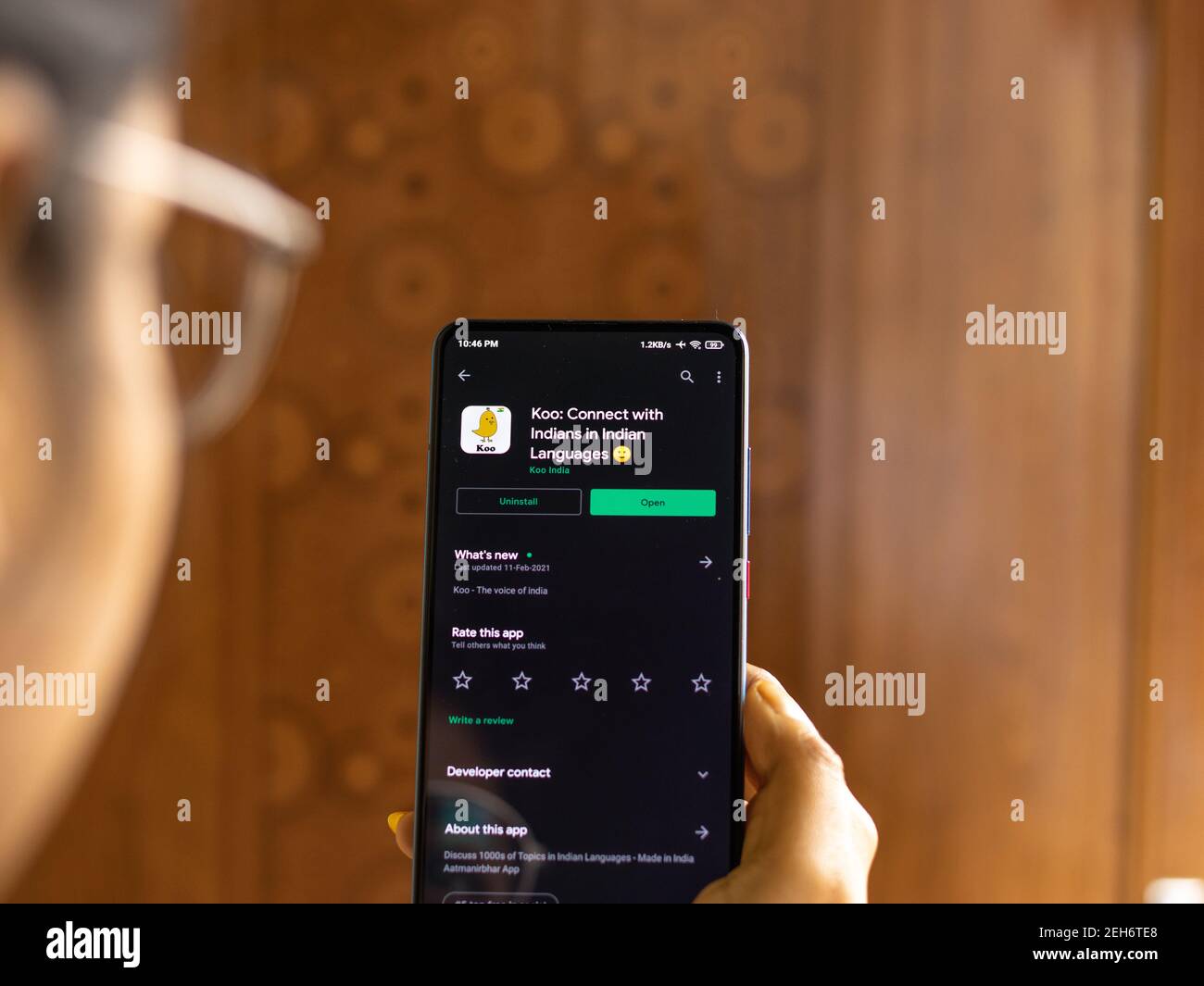 Assam, india - February 19, 2021 : Koo app logo on phone screen stock ...