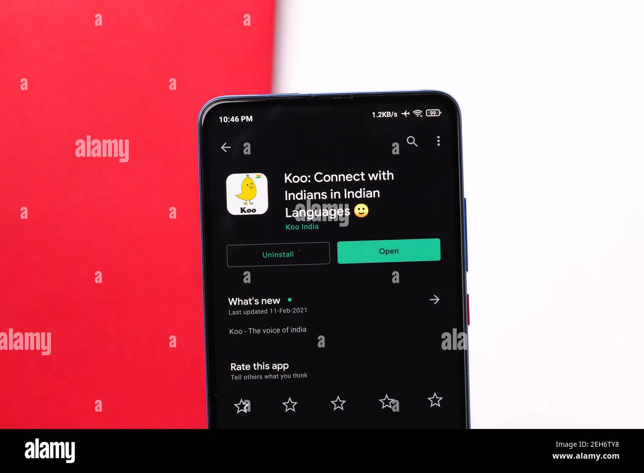 Assam, india - February 19, 2021 : Koo app logo on phone screen stock ...