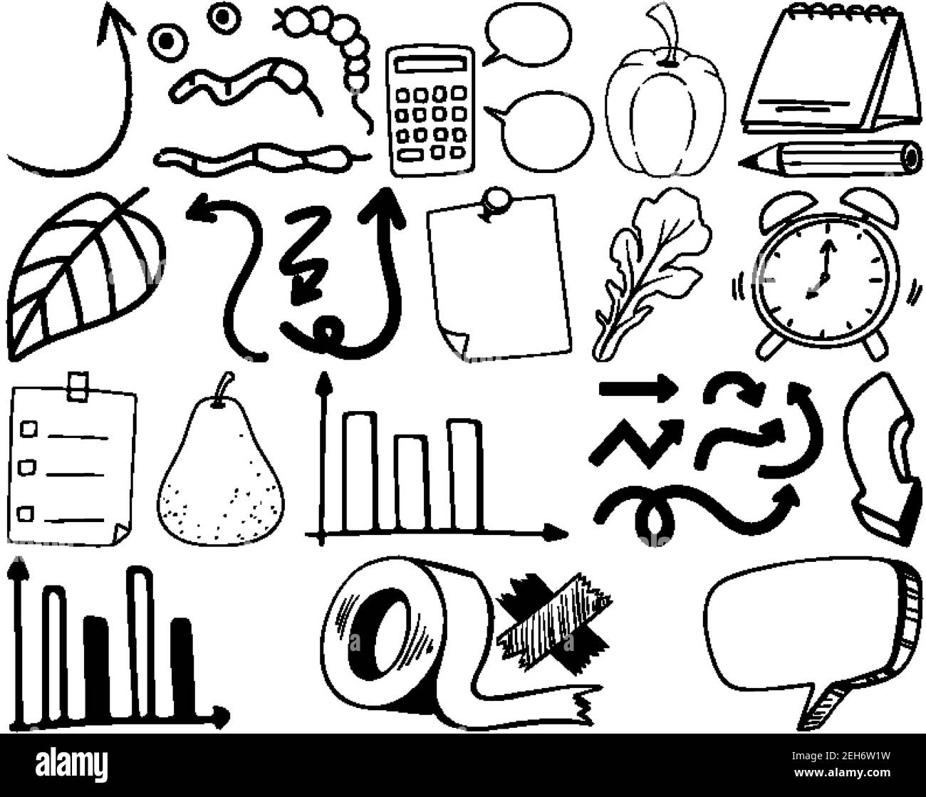 Set of item and symbol hand drawn doodle illustration Stock Vector ...