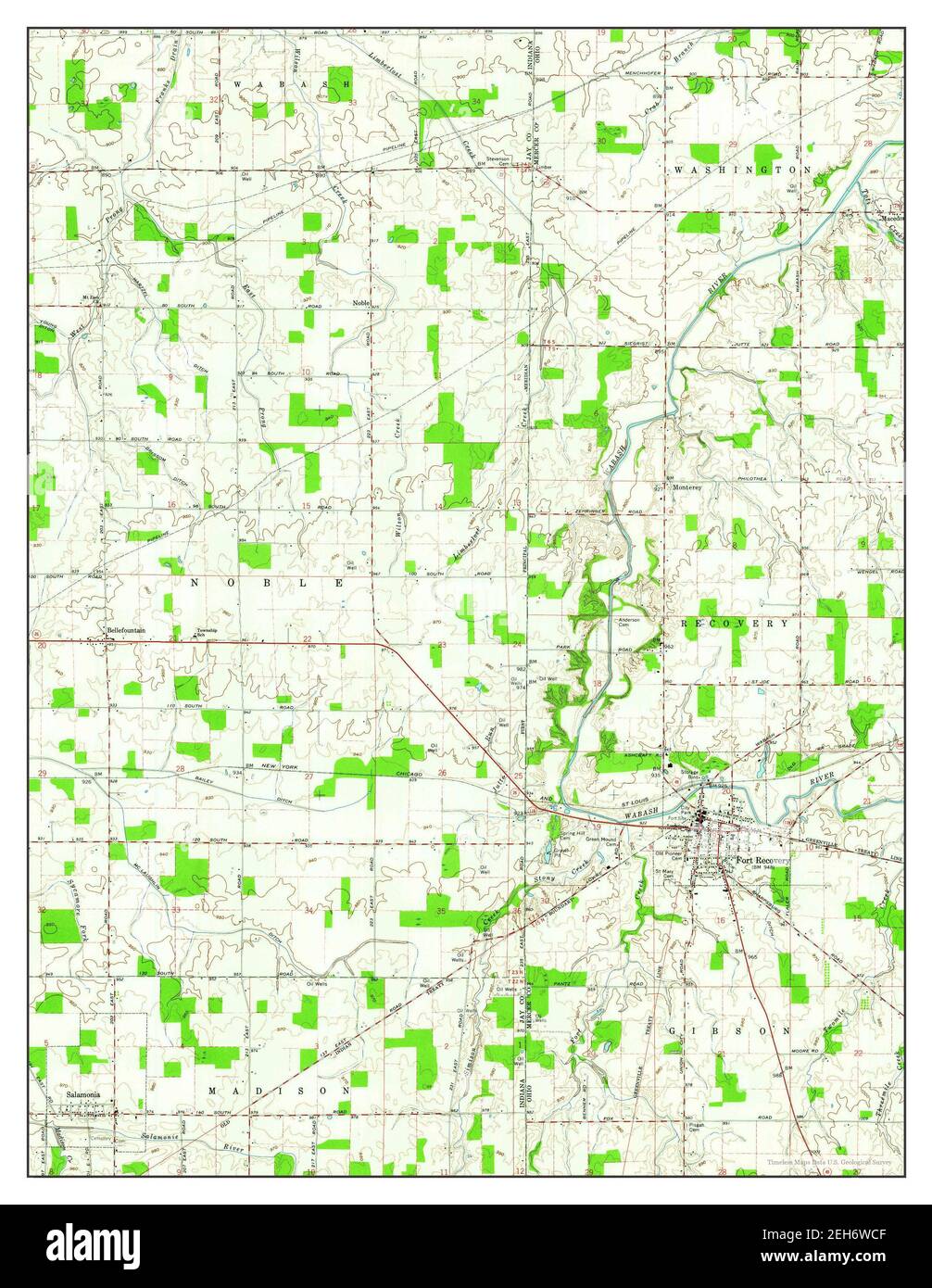 Fort Recovery, Indiana, map 1960, 1:24000, United States of America by ...