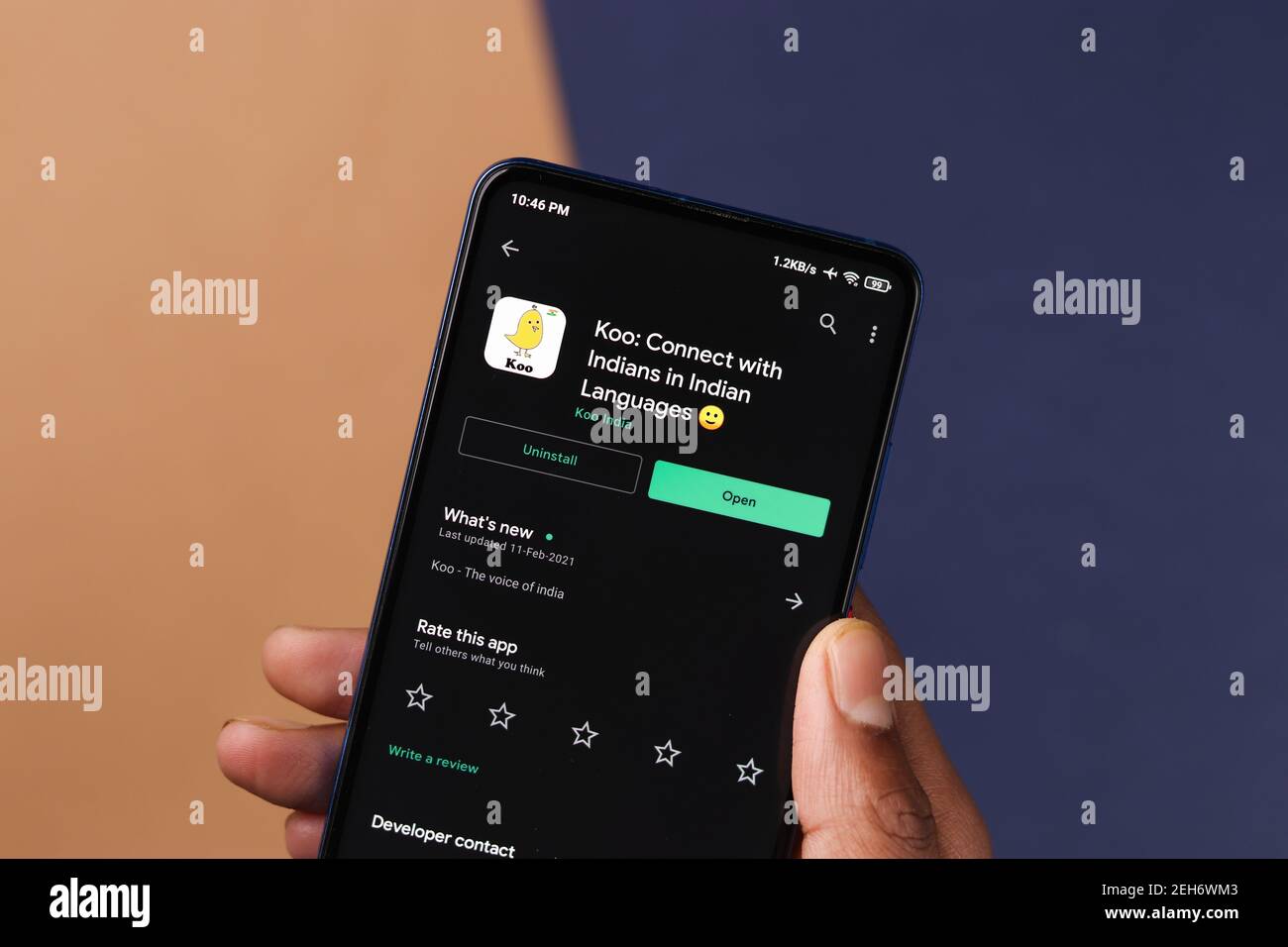 Assam, india - February 19, 2021 : Koo app logo on phone screen stock ...