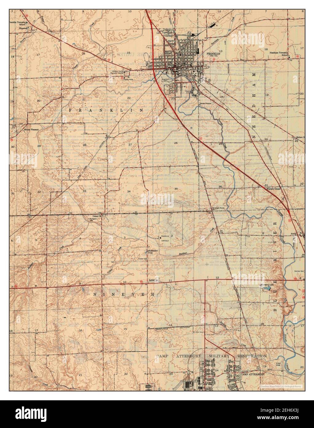 Franklin, Indiana, map 1948, 1:24000, United States of America by ...