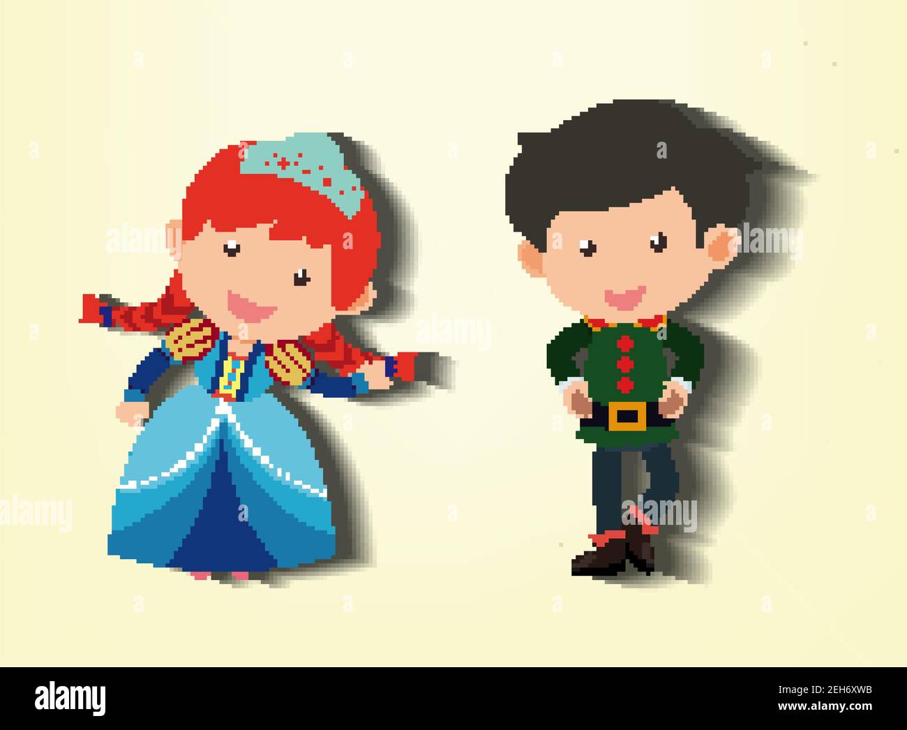 Little princess and guard cartoon character illustration Stock Vector ...