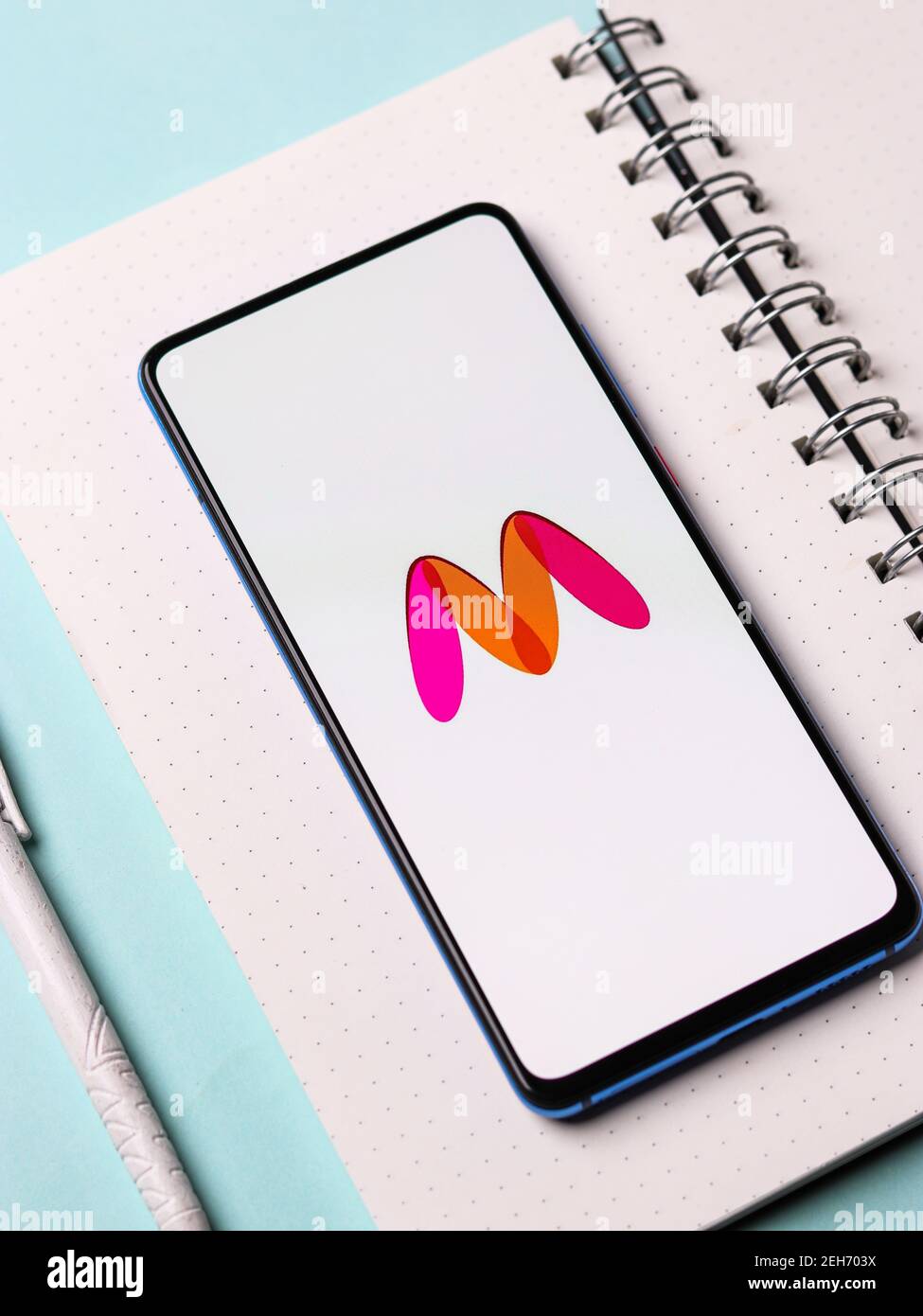 Assam, india - February 19, 2021 : Myntra logo on phone screen stock ...