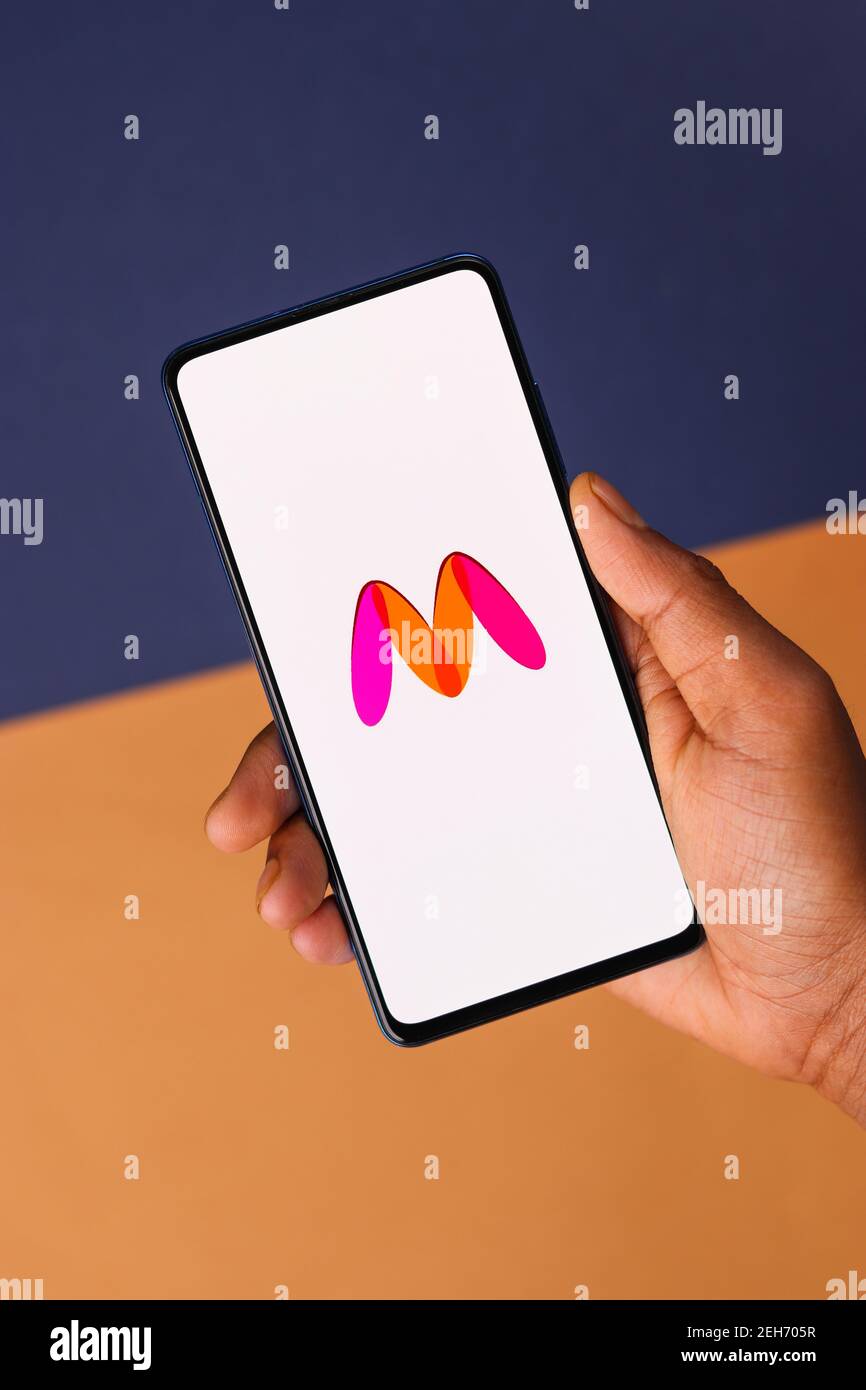 Assam, india - February 19, 2021 : Myntra logo on phone screen stock ...