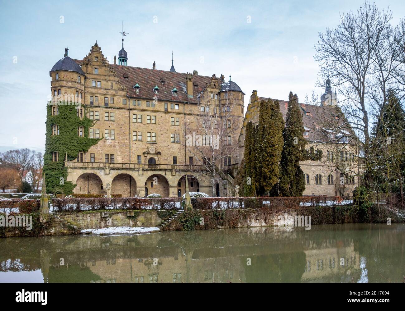 Scenery around Neuenstein Castle in Hohenlohe at winter time Stock ...