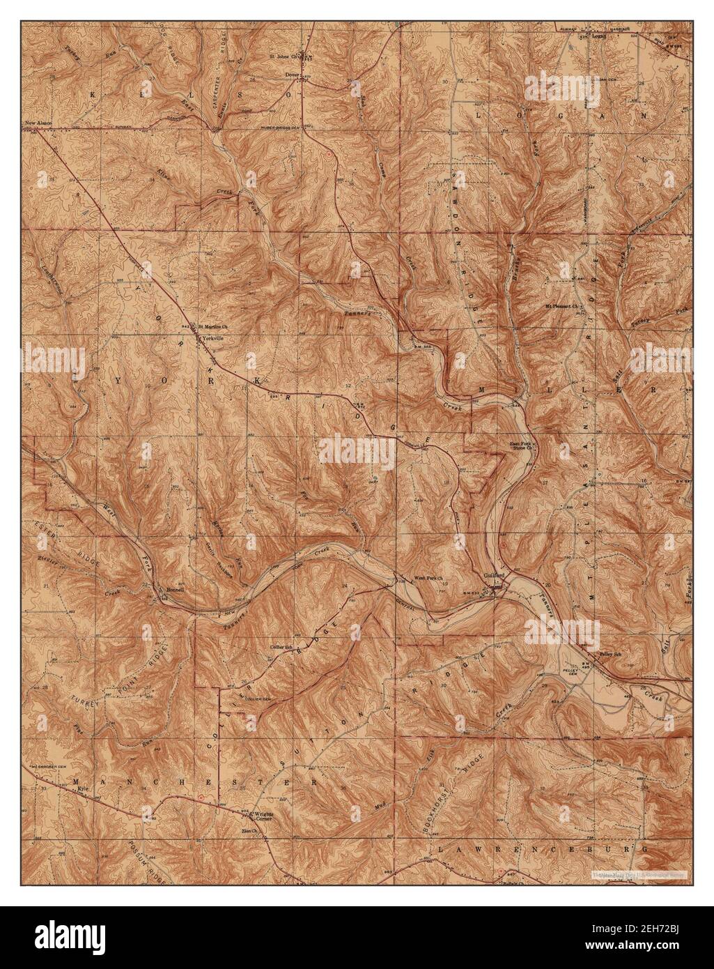 Guilford, Indiana, map 1943, 1:24000, United States of America by ...