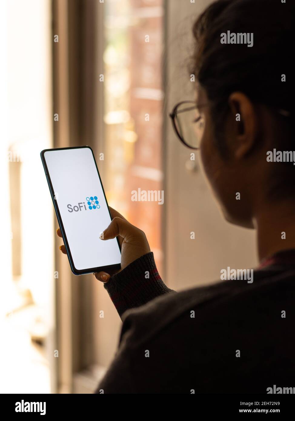 Assam, india - February 19, 2021 : SoFi logo on phone screen stock ...