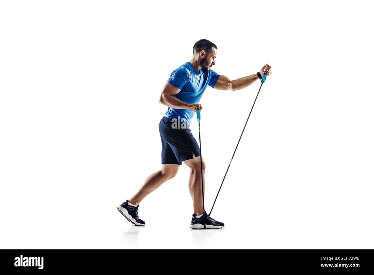 Practice. Caucasian professional male athlete, runner training isolated ...
