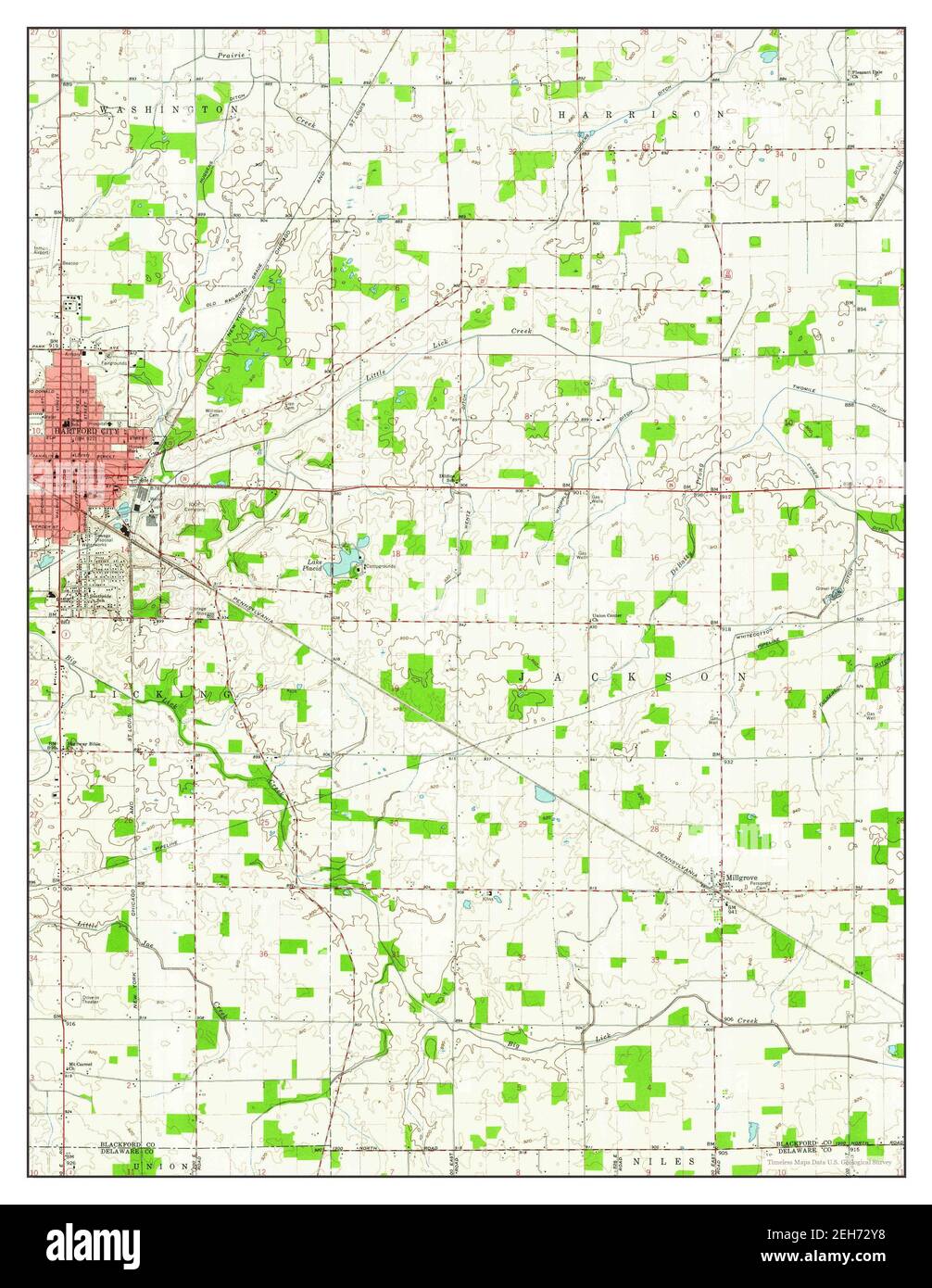 Hartford city indiana map Cut Out Stock Images & Pictures - Alamy