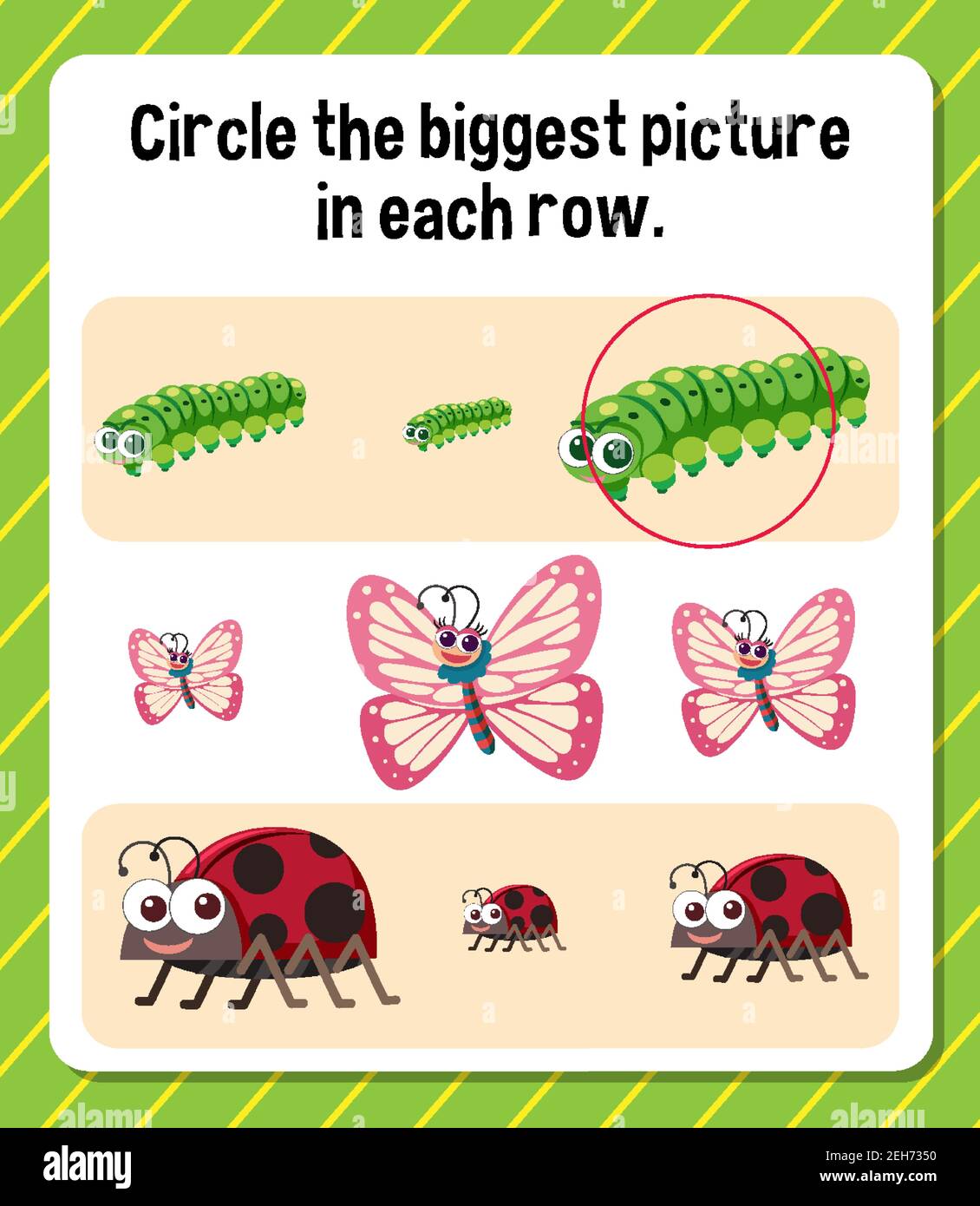Circle the biggest picture in each row worksheet for children ...
