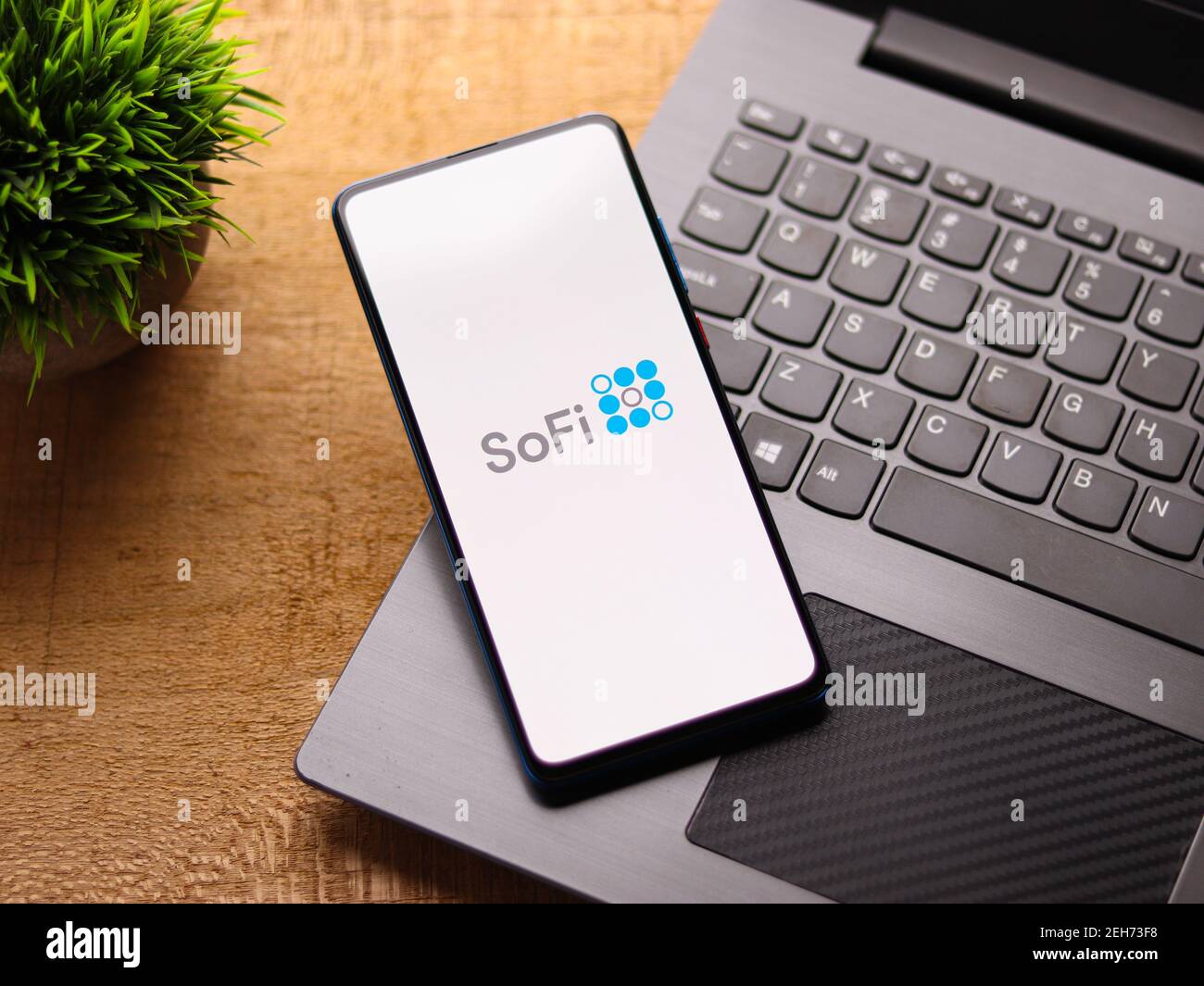 Assam, india - February 19, 2021 : SoFi logo on phone screen stock ...
