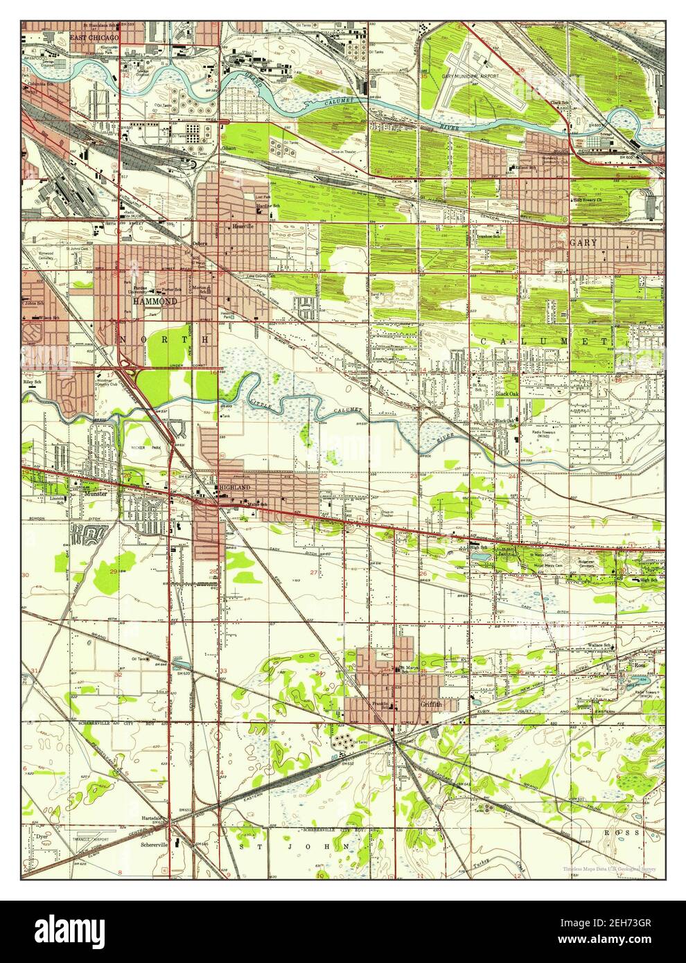 Highland, Indiana, map 1953, 1:24000, United States of America by ...