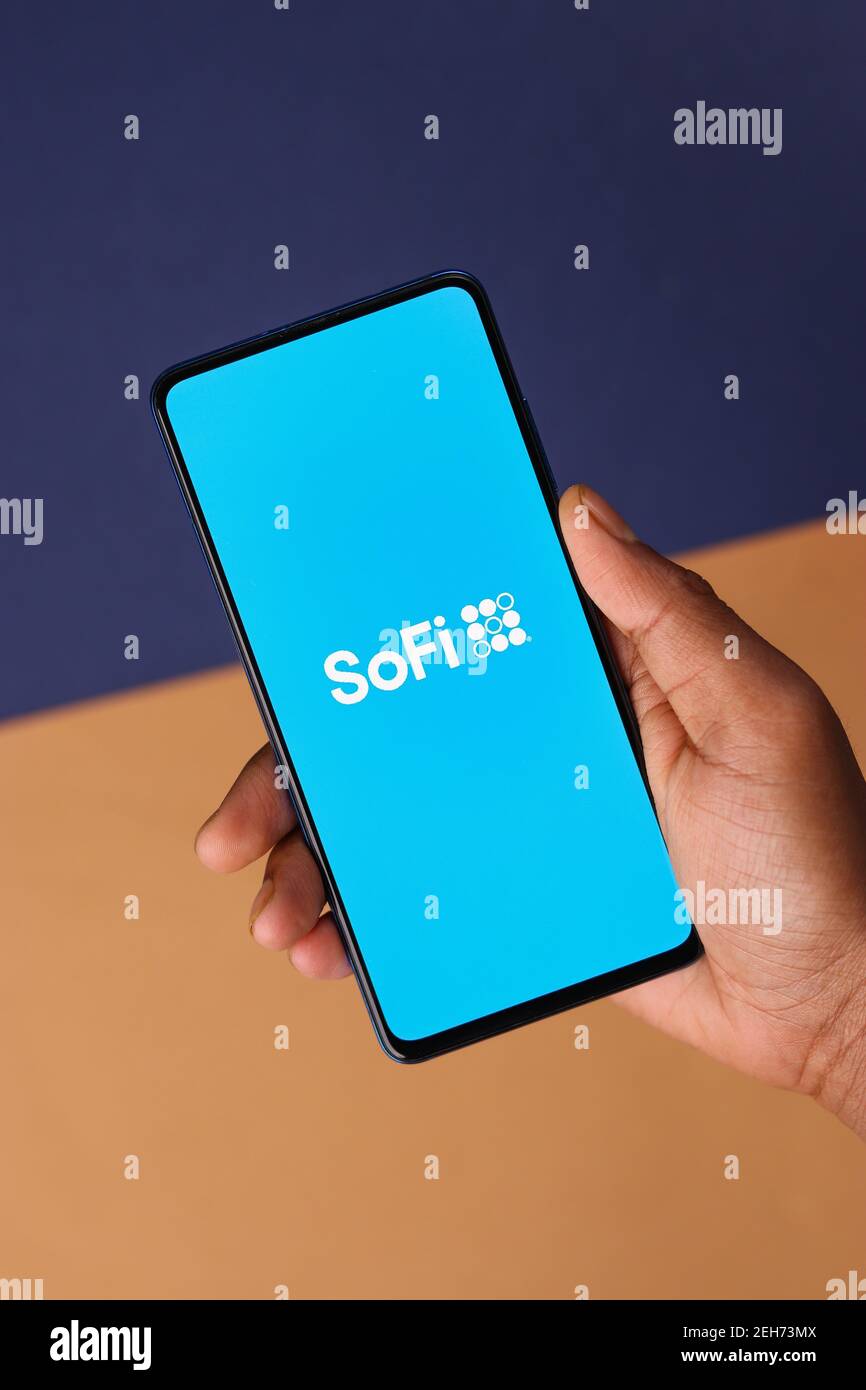 Assam, india - February 19, 2021 : SoFi logo on phone screen stock ...
