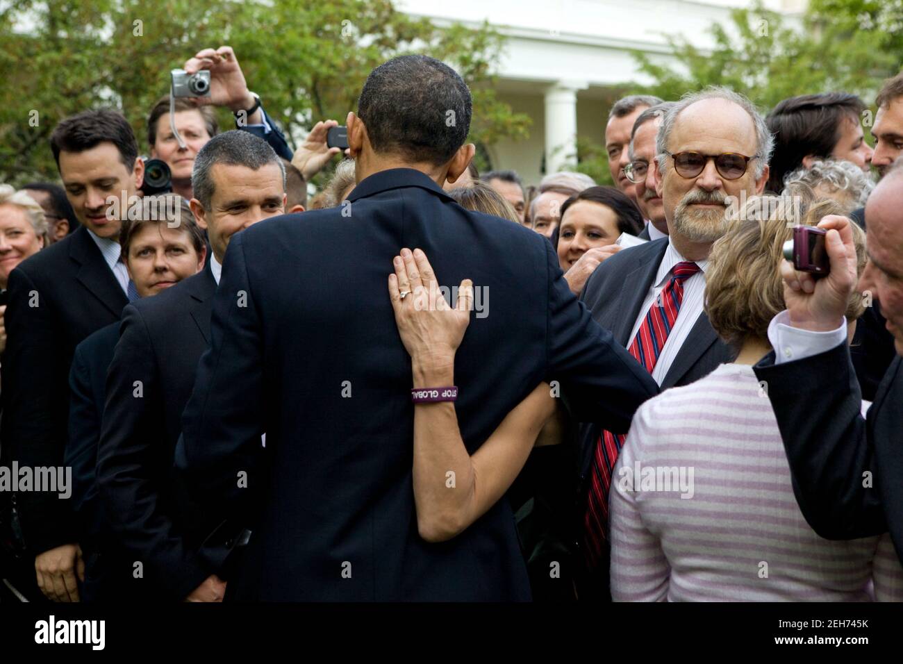 President Barack Obama greets members of the audience following his ...