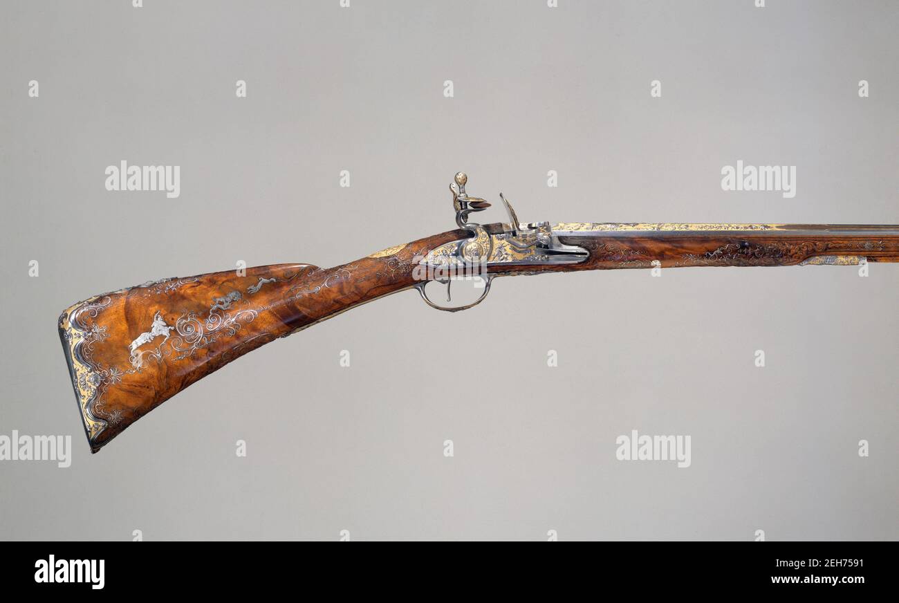 Flintlock Gun, French, Saint-Etienne, dated 1735 Stock Photo - Alamy