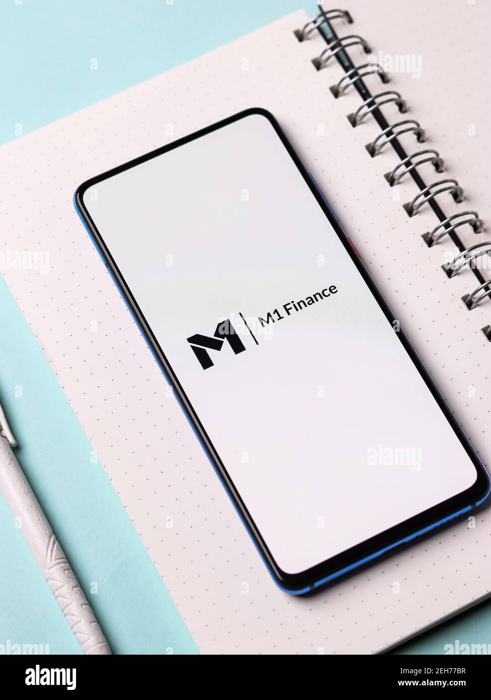 Assam, india - February 19, 2021 : M1 Finance logo on phone screen ...