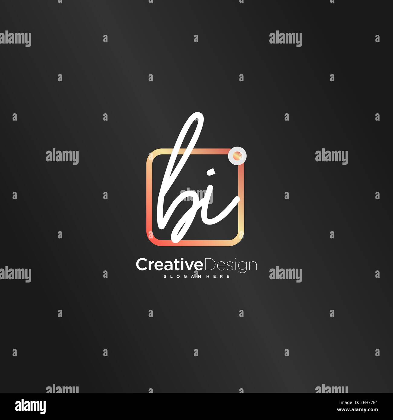 BI Initial Letter handwriting logo hand drawn colorful box vector, logo ...