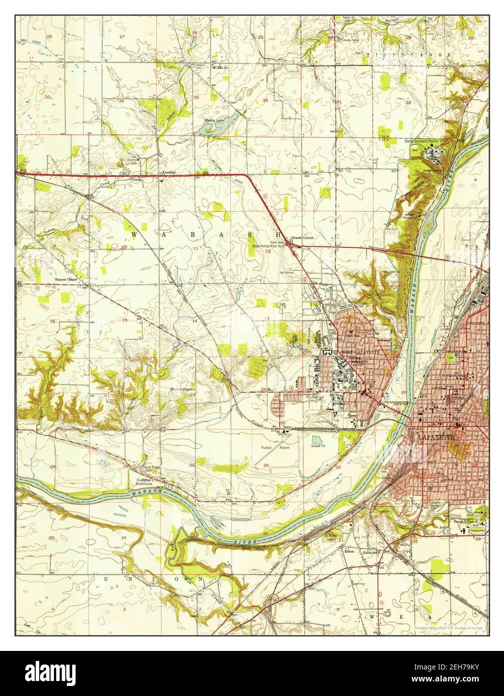 Lafayette, Indiana, map 1950, 1:24000, United States of America by ...