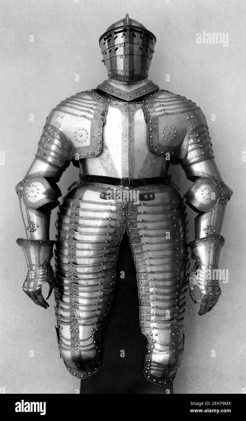 Cuirassier's armour, possibly Dutch, dated 1621; helmet brim and buffe ...